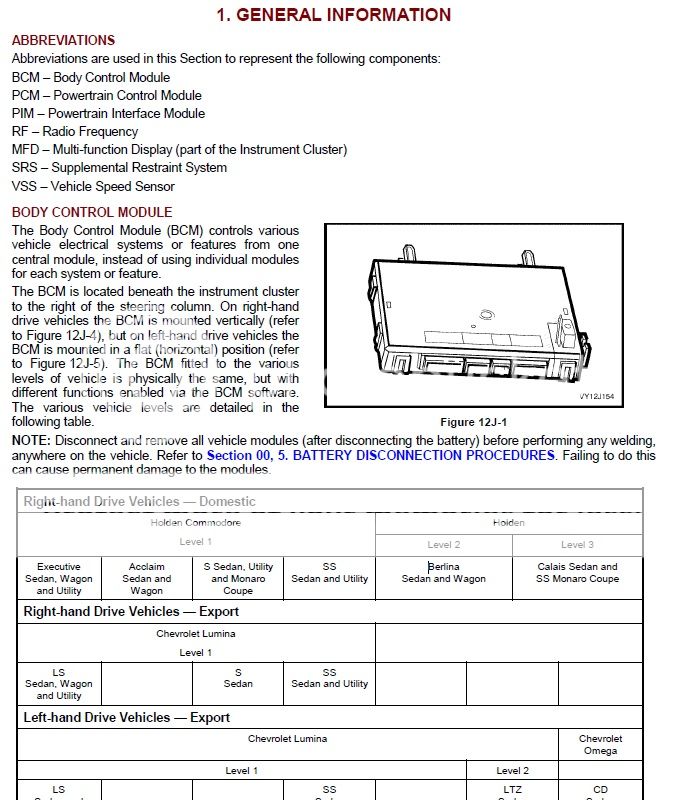 Vy bcm number differences | Just Commodores